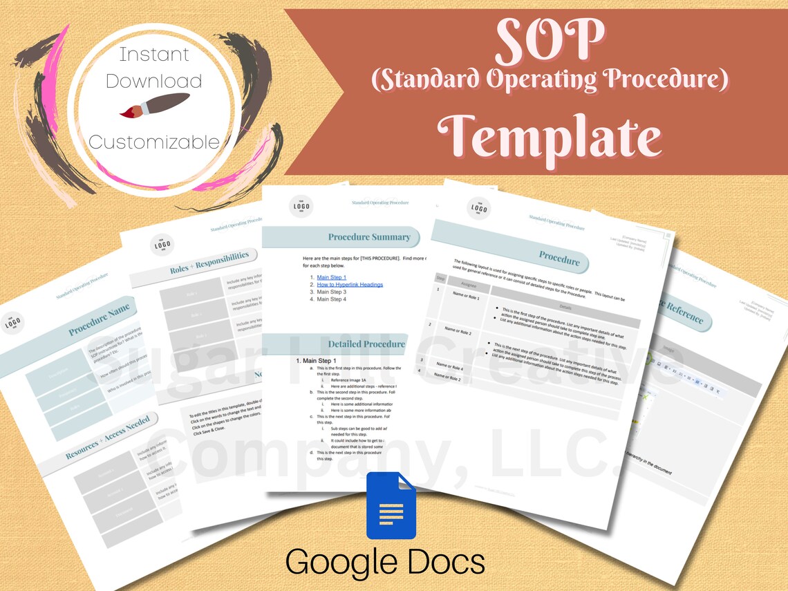 SOP Template, Standard Operating Procedure Template, Customizable SOP ...