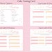Cake Tasting Card, Wedding Cake Consultation Card, Printable PDF ...