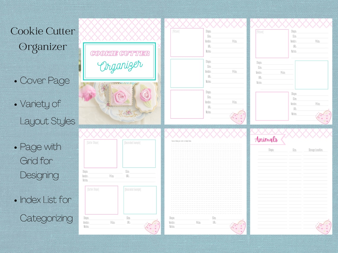 Cookie Cutter Organizer, Printable PDF, Editable Canva Template, Sugar ...