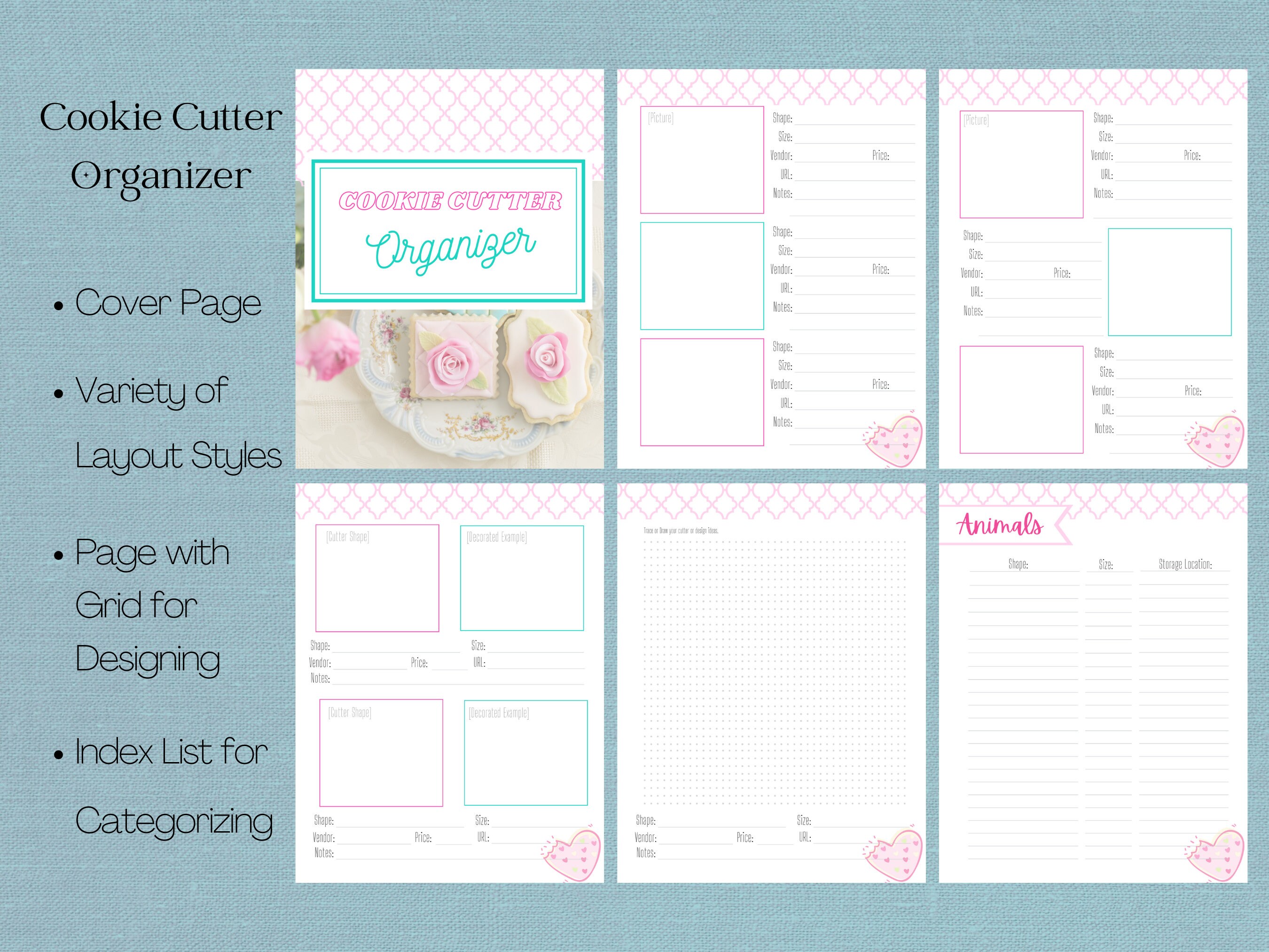 Cookie Cutter Organizer, Printable PDF, Editable Canva Template, Sugar ...