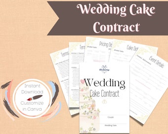 Cake Contract, Printable PDF, Editable Canva Template, Wedding Cake ...