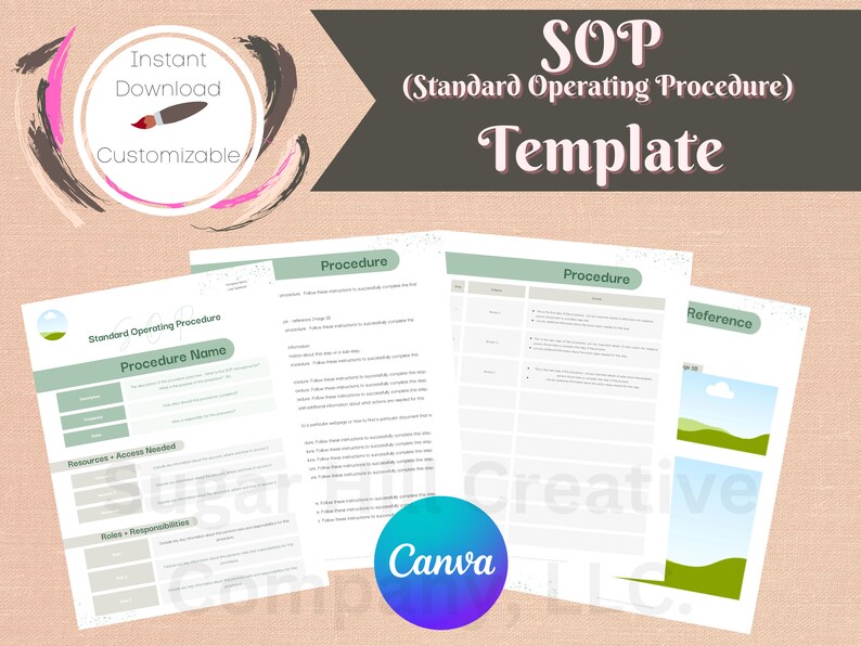 SOP Template, Standard Operating Procedure Template, Customizable SOP ...