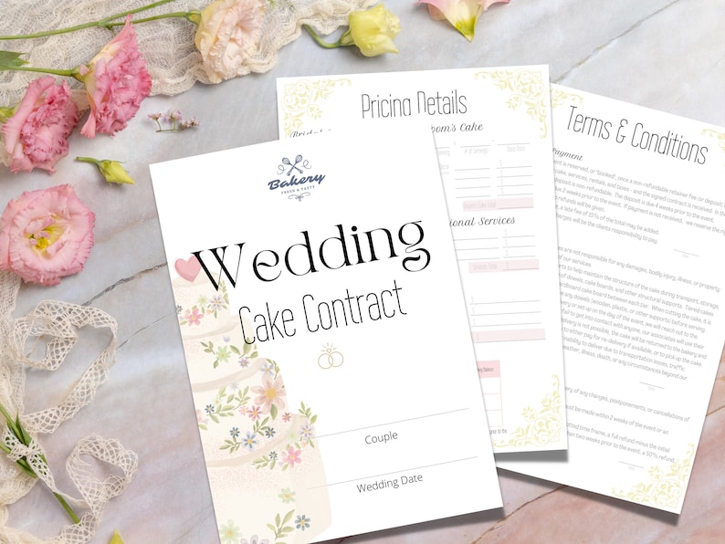 Cake Contract, Printable PDF, Editable Canva Template, Wedding Cake ...