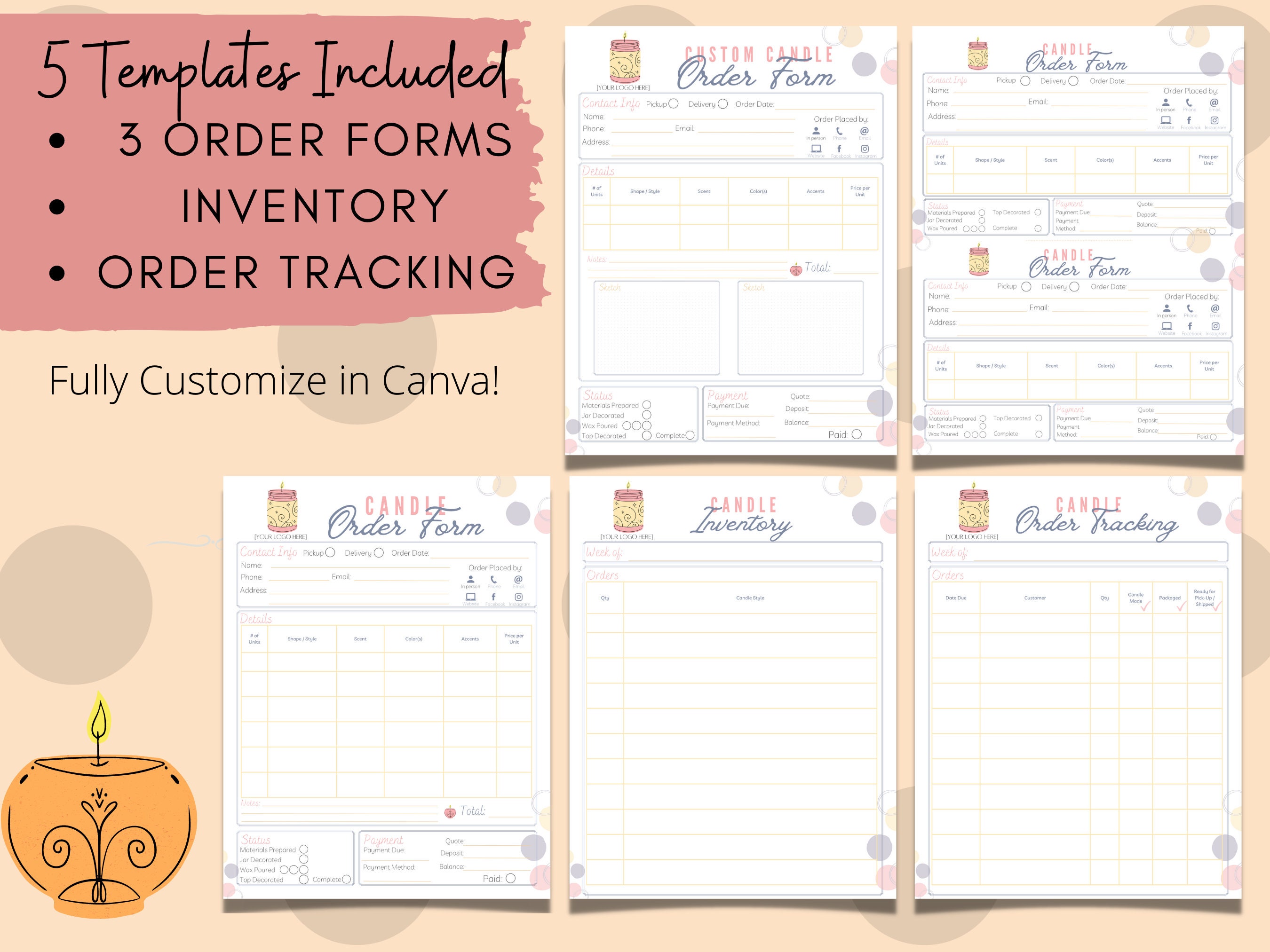 Candle Order Forms, Candle Design Template, Candle Craft Fair, Candle ...