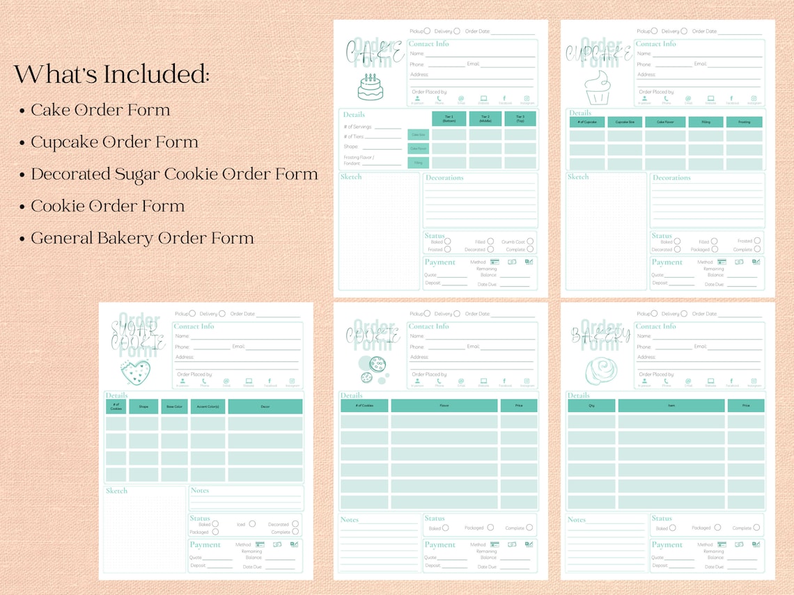 Bakery Order Form Bundle, Editable Canva Template, Bakery Template ...