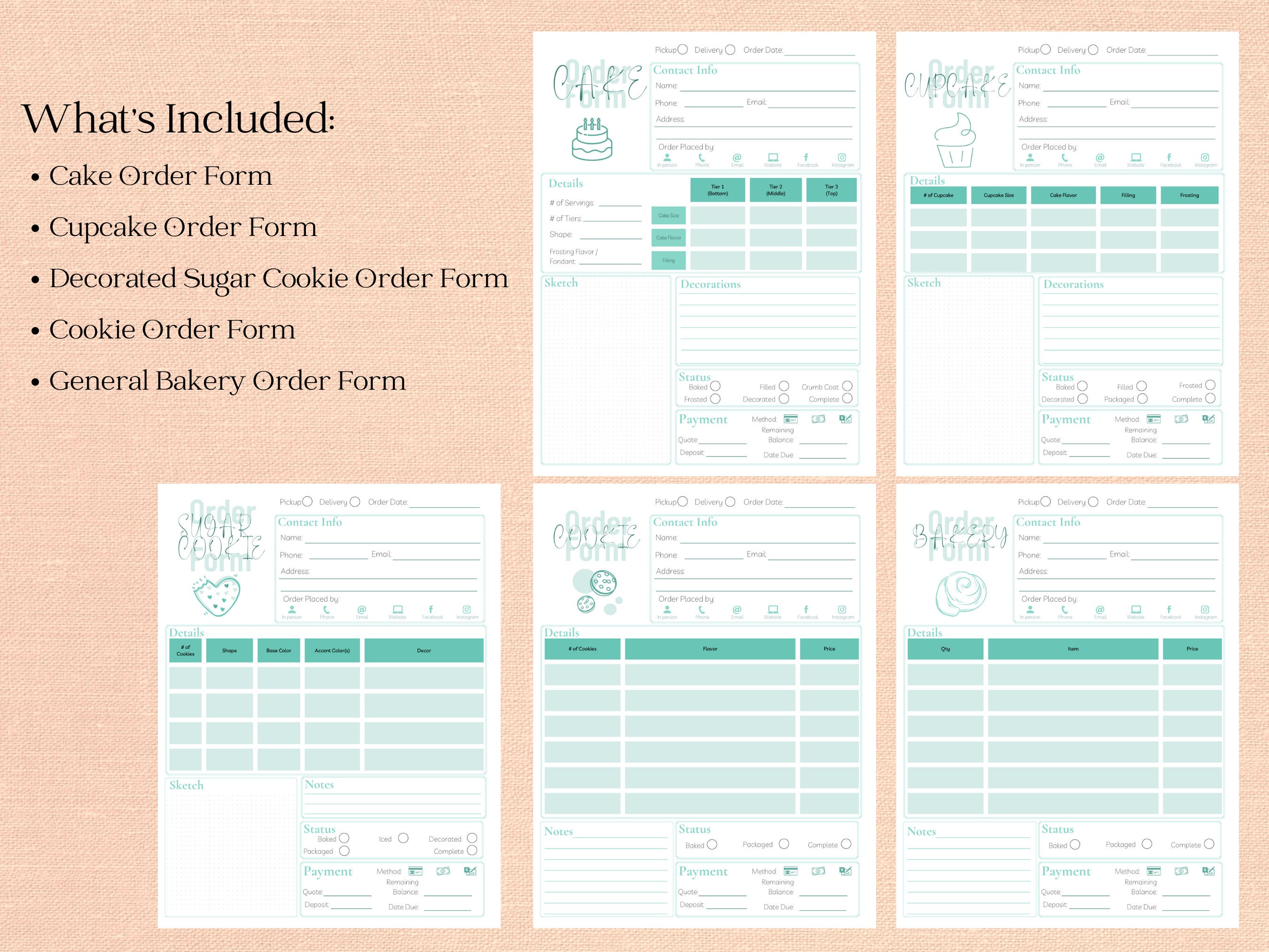 Bakery Order Form Bundle, Editable Canva Template, Bakery Template ...