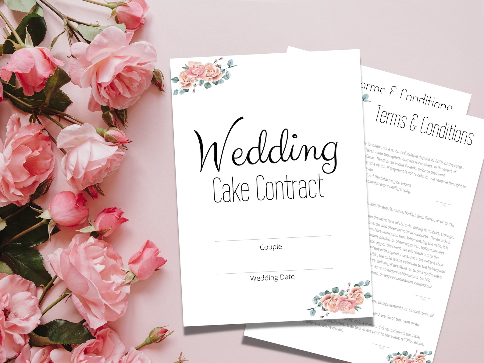 Cake Contract, Printable PDF, Editable Canva Template, Wedding Cake ...