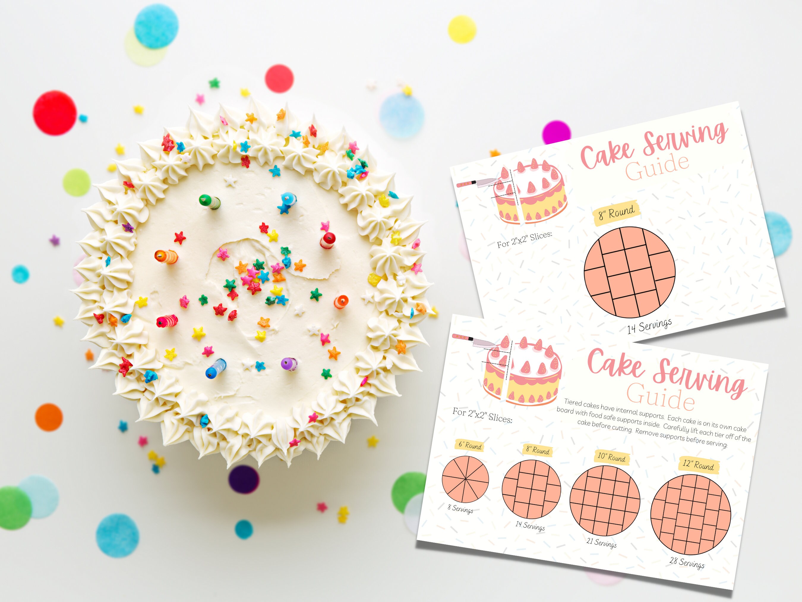 Cake Serving Guide 2"x2" Slices, Printable PDF, Editable Canva Template ...