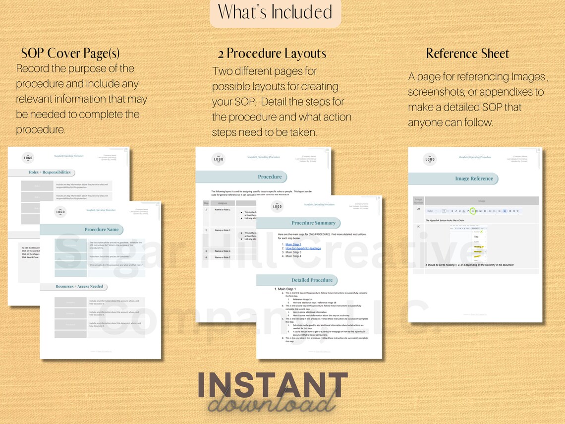 SOP Template, Standard Operating Procedure Template, Customizable SOP ...