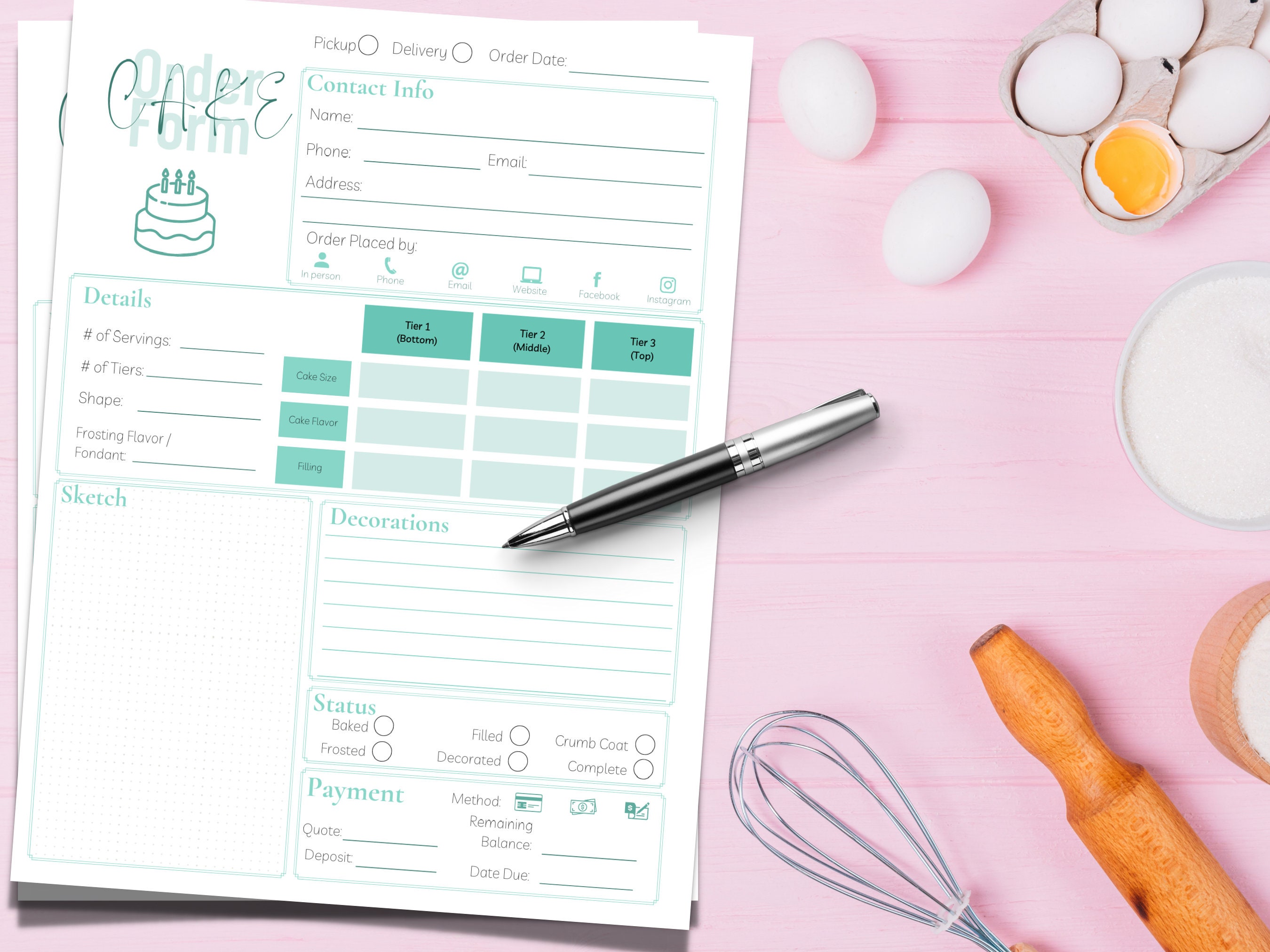 Bakery Order Form Bundle, Editable Canva Template, Bakery Template ...