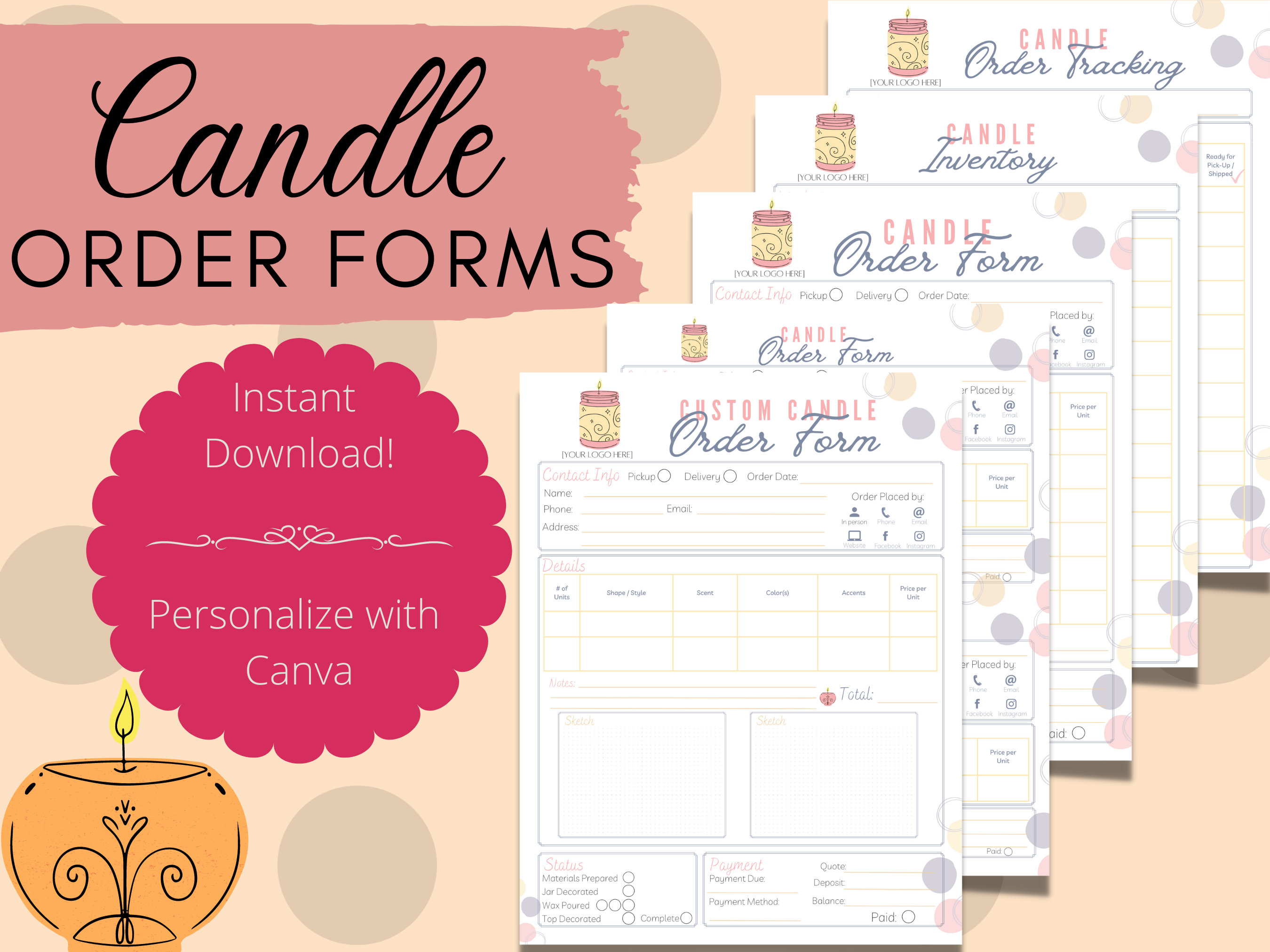 Candle Order Forms, Candle Design Template, Candle Craft Fair, Candle ...