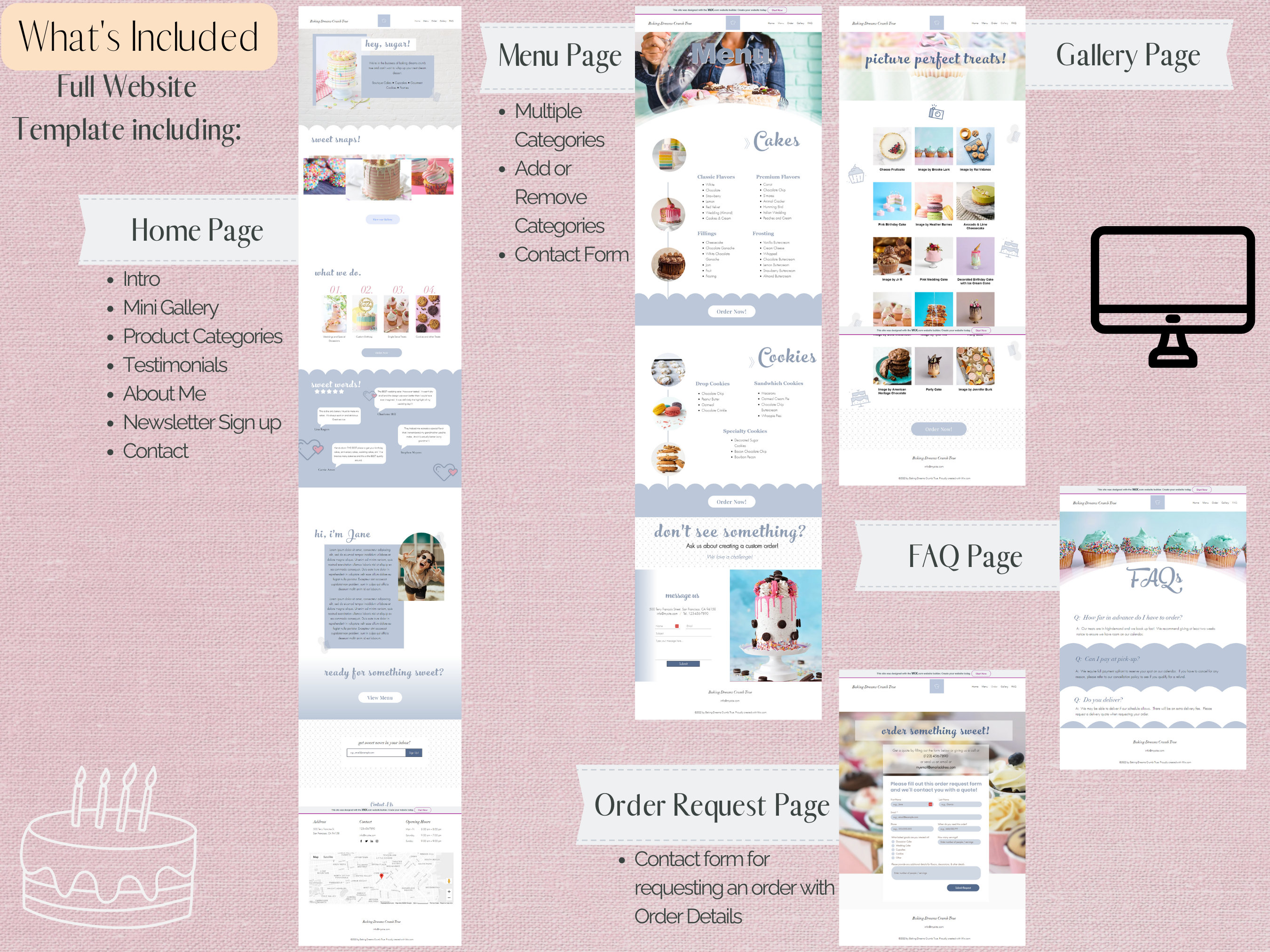 Bakery Website Template, Wix Web Page, Editable Wix Template, Cake ...