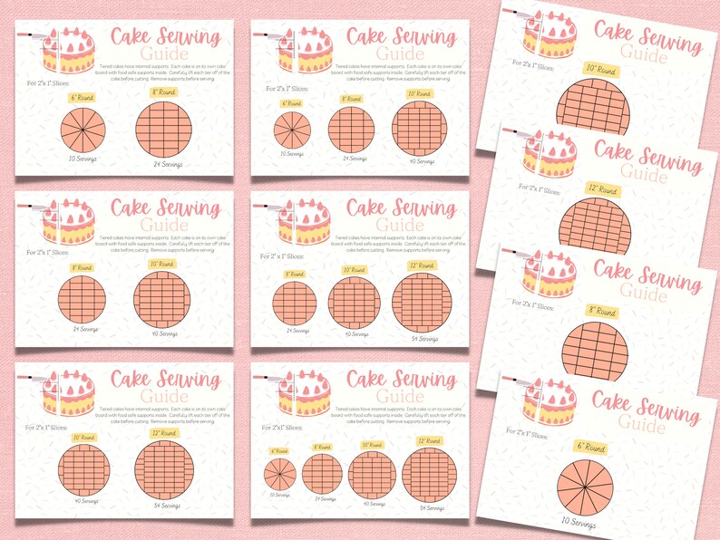Cake Serving Guide 2"x1" Slices, Printable PDF, Editable Canva Template ...