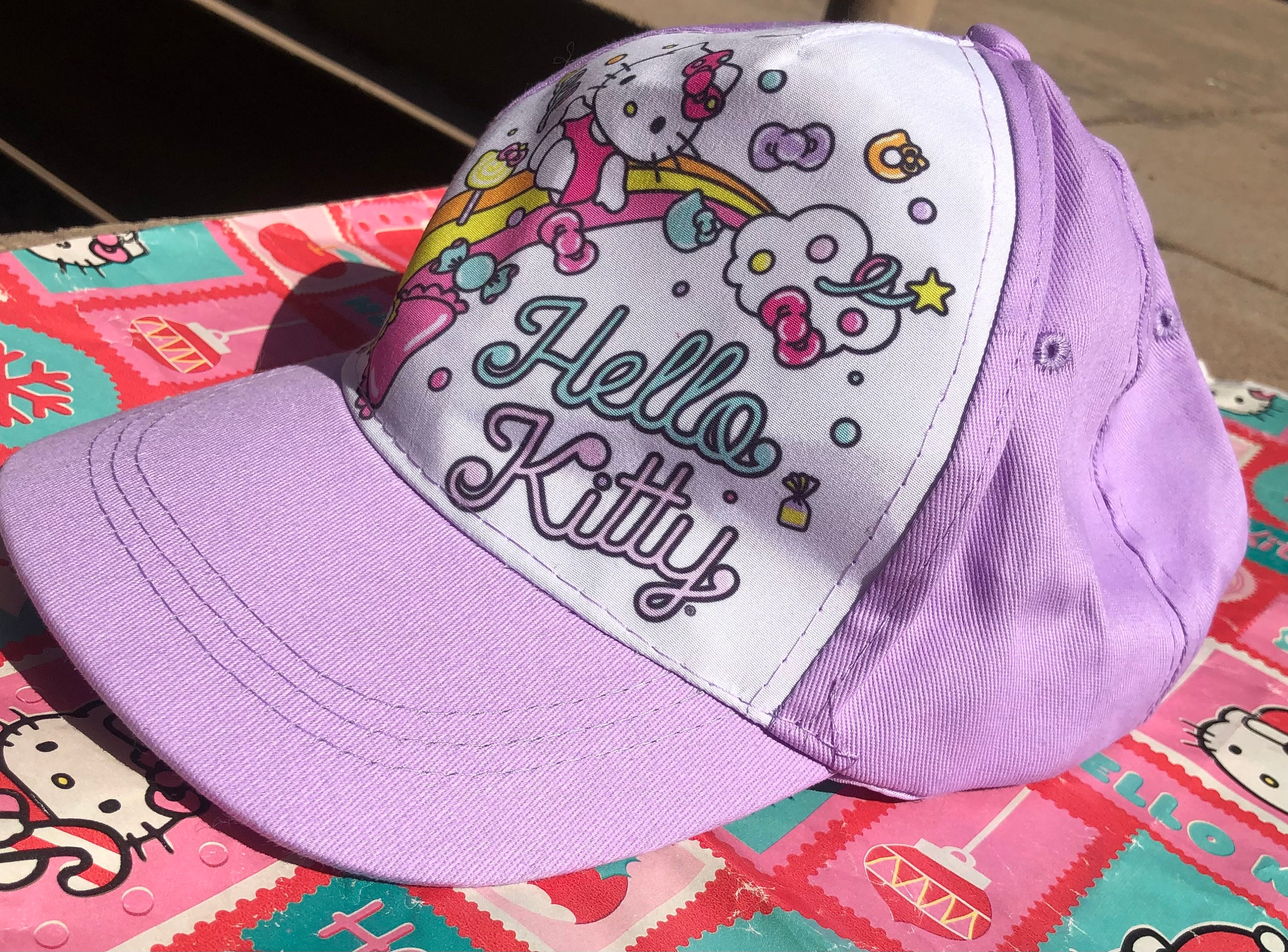 Hello Kitty Baseball Hat, Cap, Girl’s Sanrio Lavender, White, Rainbow ...