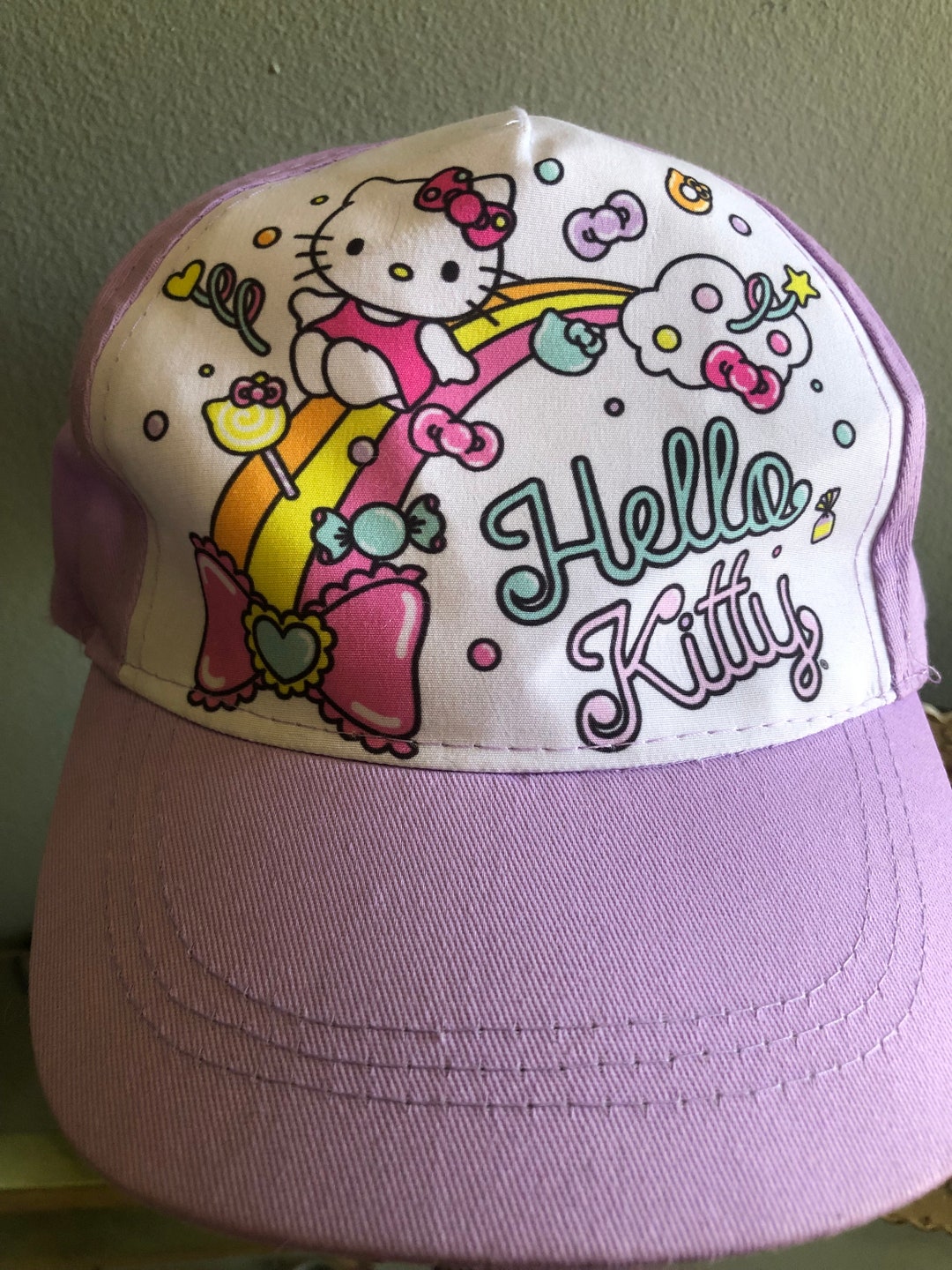 Hello Kitty Baseball Hat, Cap, Girl’s Sanrio Lavender, White, Rainbow ...