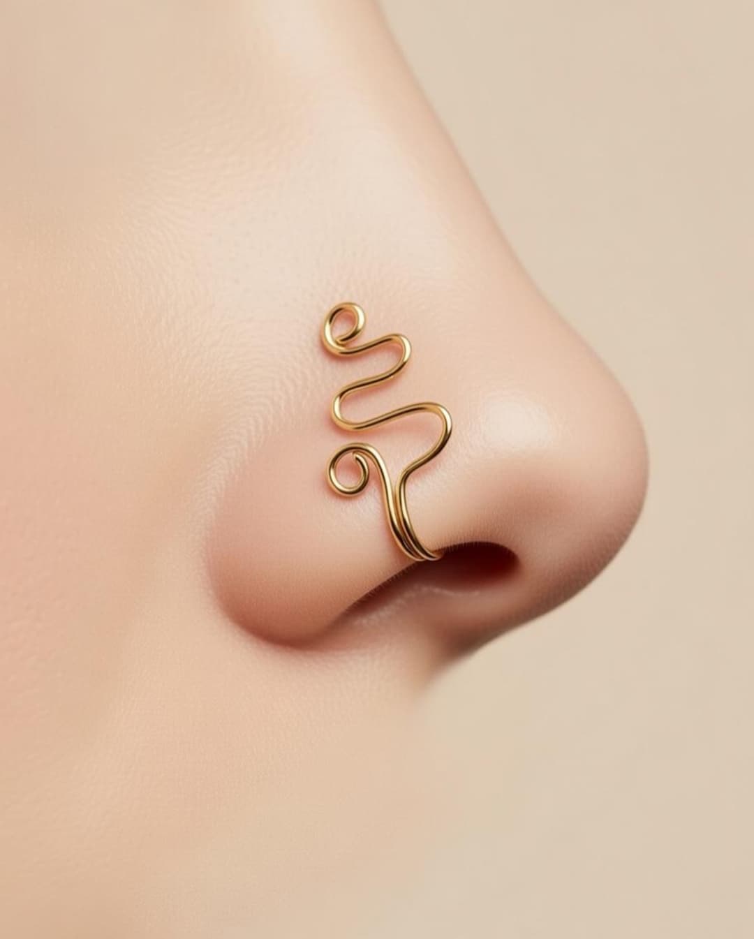 Wave Nose Cuff: Non Piercing Fake Nose Ring - Etsy