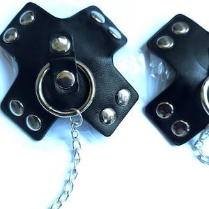 Leather Nipples Covers Noose, Non Piercing Nipples With Rings, Adhesive ...