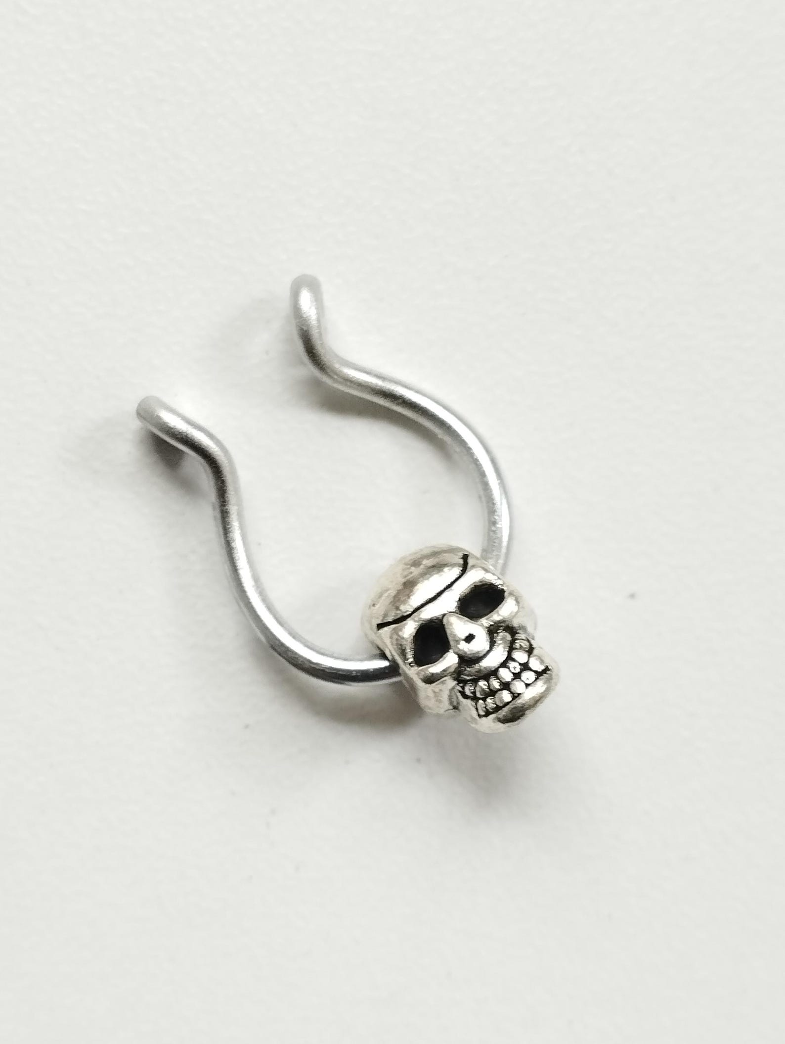 Non-piercing Skull Septum Nose Ring Silver Gothic Jewelry Unique ...