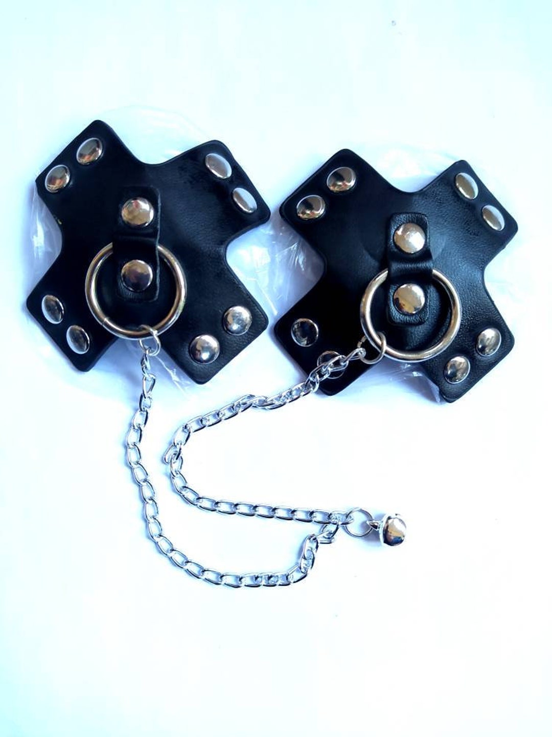 Leather Nipples Covers Noose, Non Piercing Nipples With Rings, Adhesive ...