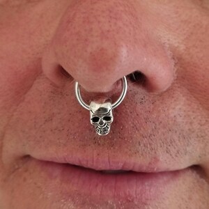 Non-piercing Skull Septum Nose Ring Silver Gothic Jewelry Unique ...
