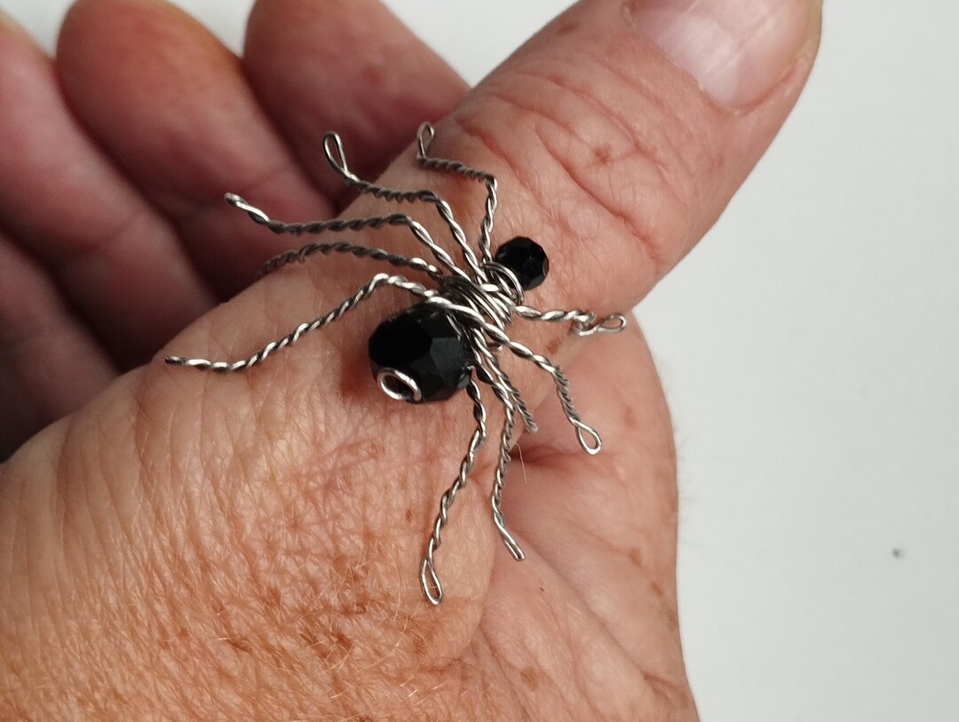 Adjustable Black Spider Ring Stainless Steel Halloween Jewelry Unique ...