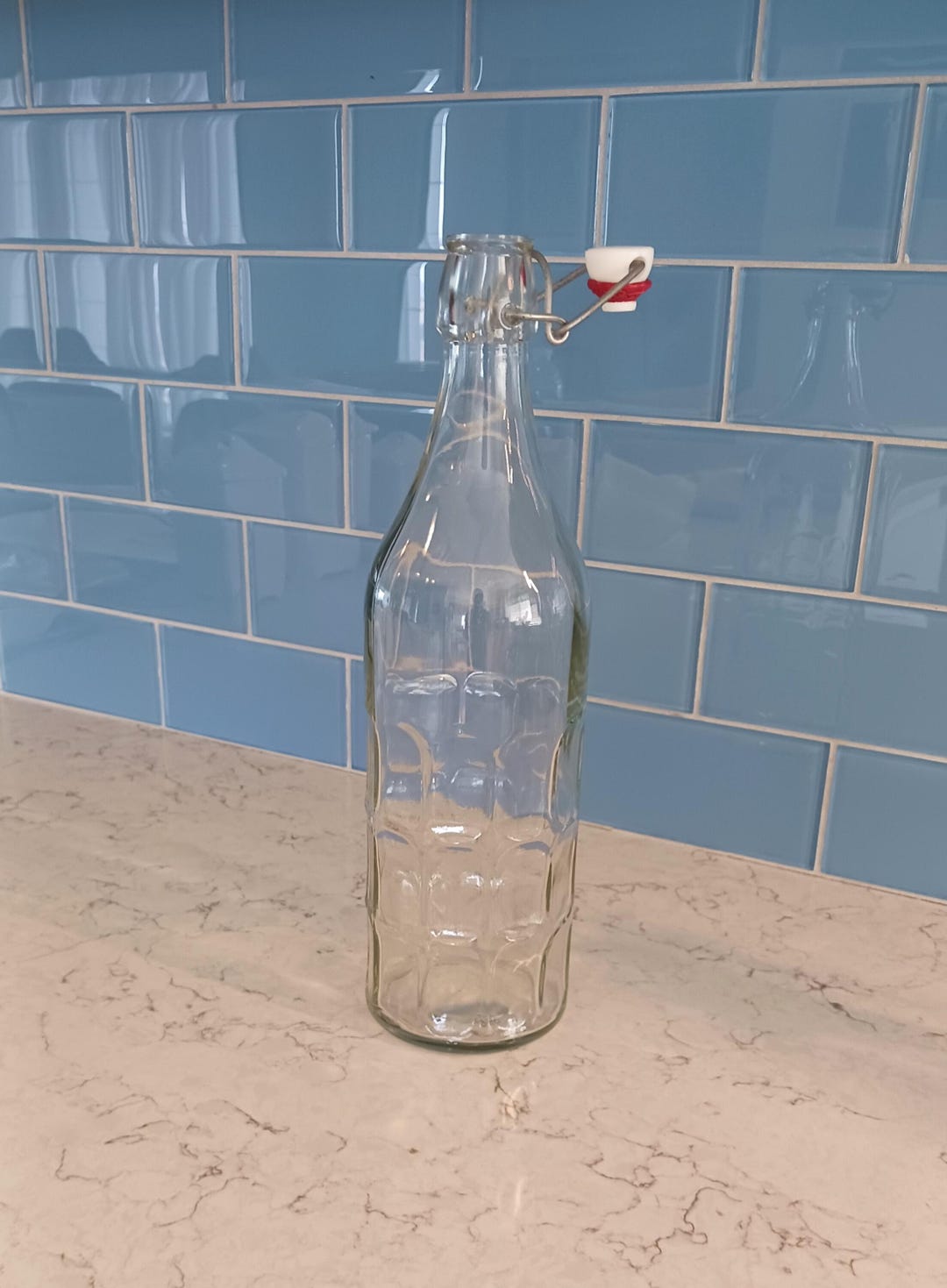 BRF Bormioli Rocco Figlio Clear Glass Bottle Windowpane Geometric ...