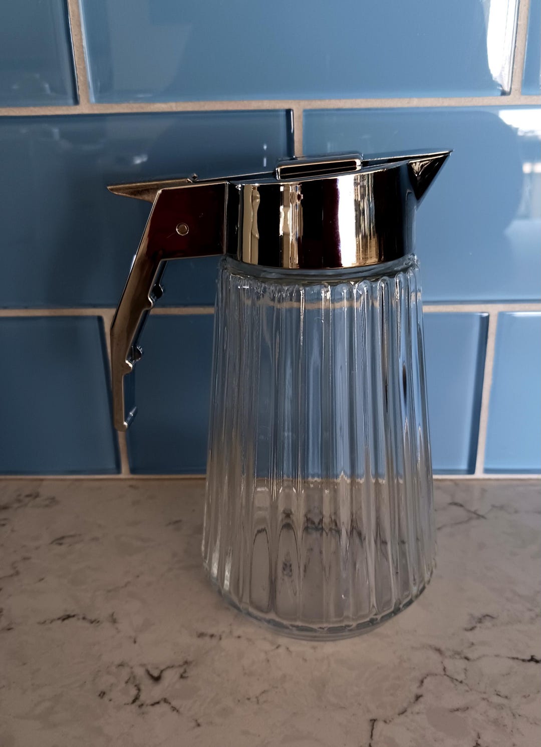 Reto French Syrup / Sugar Dispenser Chrome and Fluted Glass VALIRA Made ...