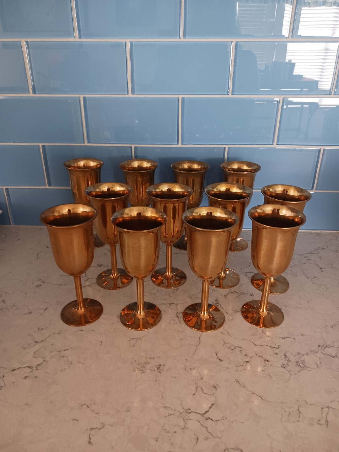 Brass Wine Cordial Aperitif Glass Set of 12 All or Part Bridal Party ...