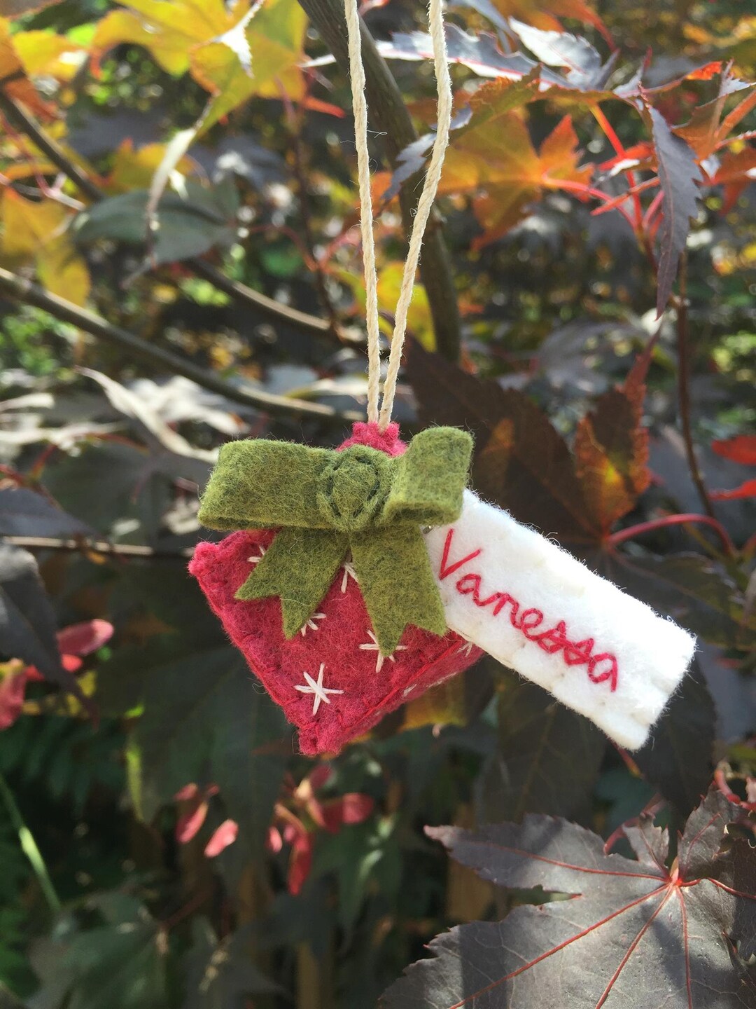 Personalized Wool Felt Present Ornament - Etsy