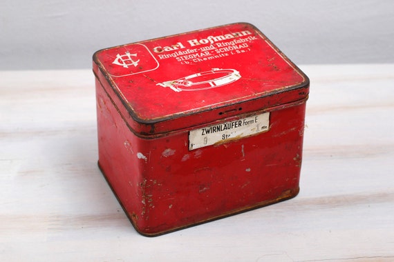 Vintage Rare Red German Metal Thin Case Box Collectible - Etsy