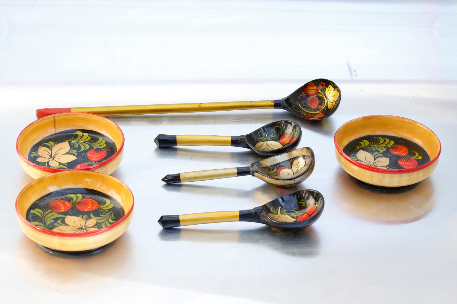 Russian Serving Set of 8 Pieces Vintage USSR Wooden Spoons - Etsy