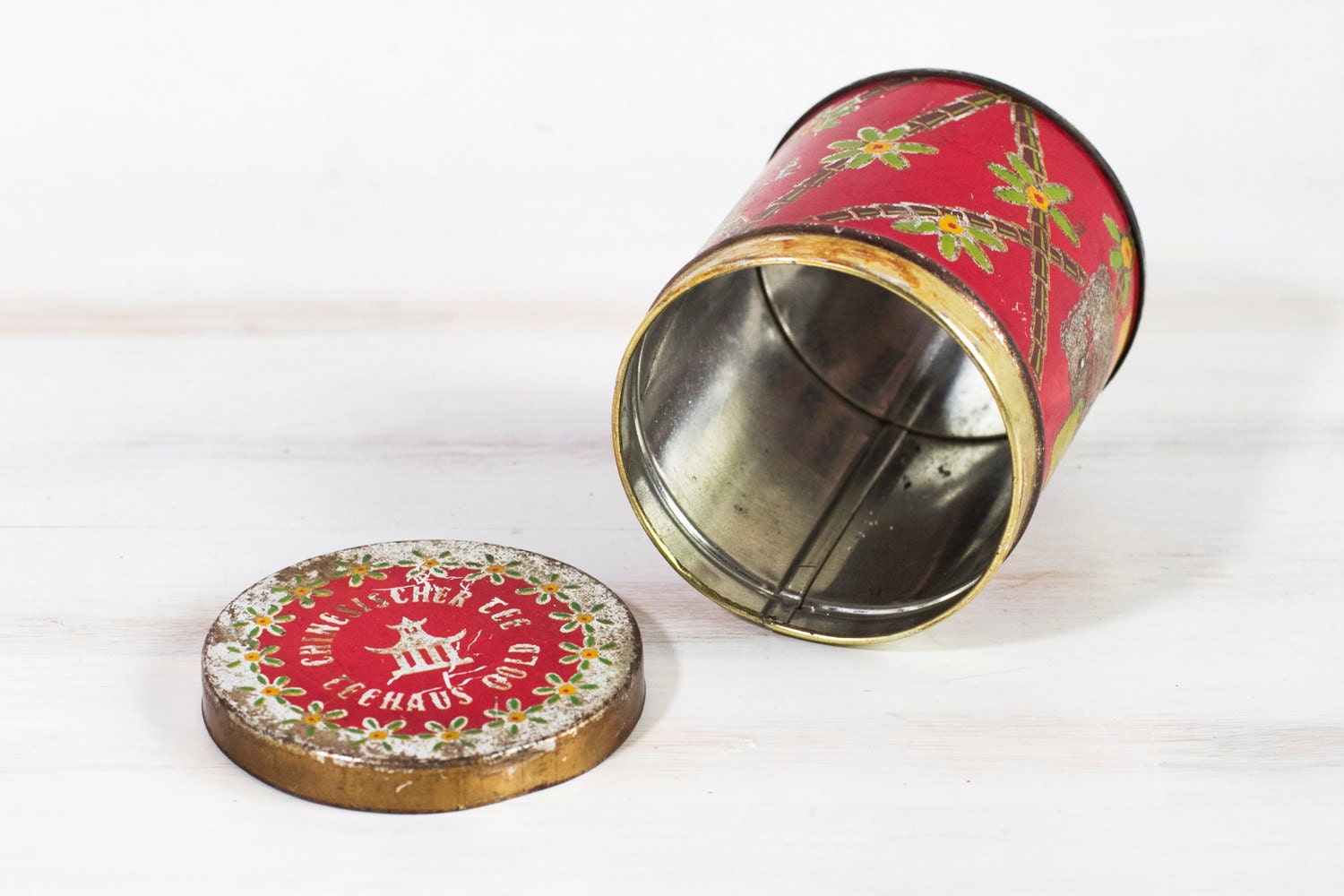 Vintage Rare Green Red Tea Coffee Metal Thin Case Blue Box - Etsy