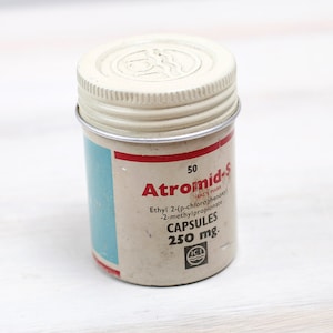 Vintage Rare Atromid S Tin Pill Box Collectible Pill Box Gold Color ...