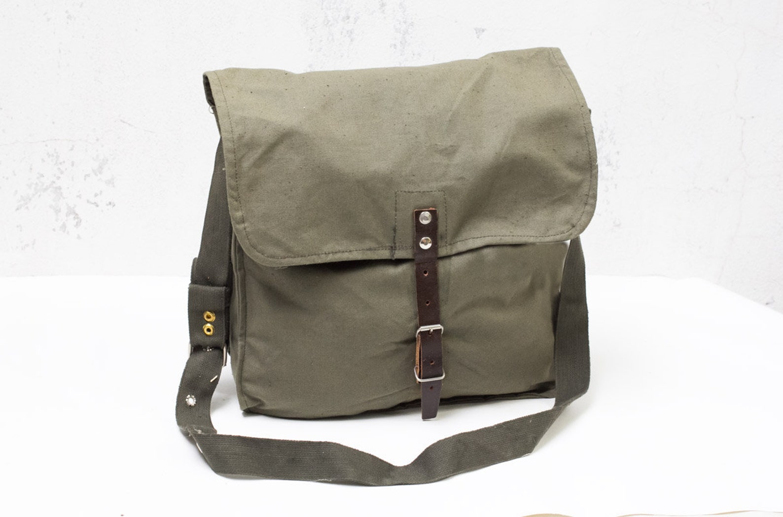 Vintage Messenger Bag Green Military Army Canvas Bag Soviet Unused USSR ...