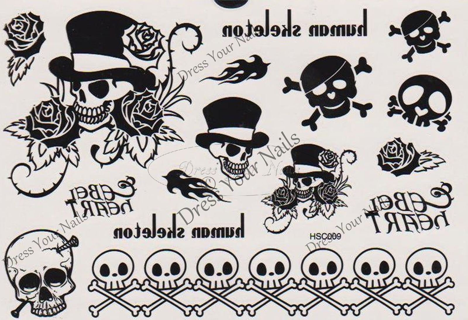 Skull Crossbones Black Pirate Roses Assorted Temporary Body Tattoo ...