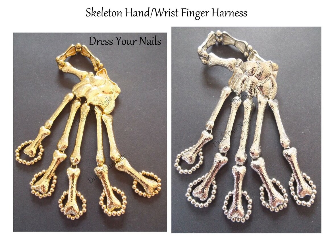 Skeleton Hand Ring Bracelet Finger Talon Bone Harness Punk Gothic ...