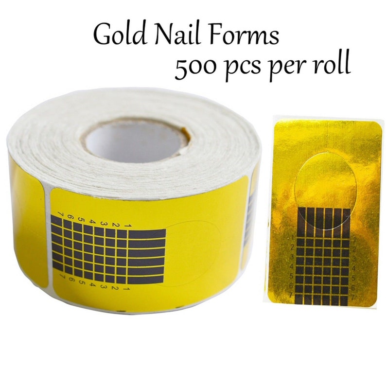 Gold Coloured Nail Forms Nail Art Tips Extension Guide Forms for UV Gel ...