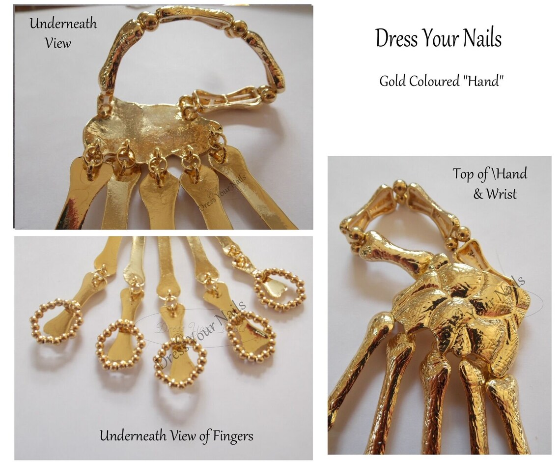 Skeleton Hand Ring Bracelet Finger Talon Bone Harness Punk Gothic ...