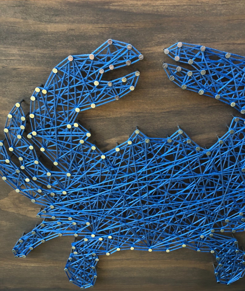 String Art Blue Crab Sign wooden sign beach decor gift | Etsy