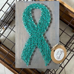 Pink Ribbon String Art Sign - Breast Cancer - Wooden Sign - Pink Ribbon ...