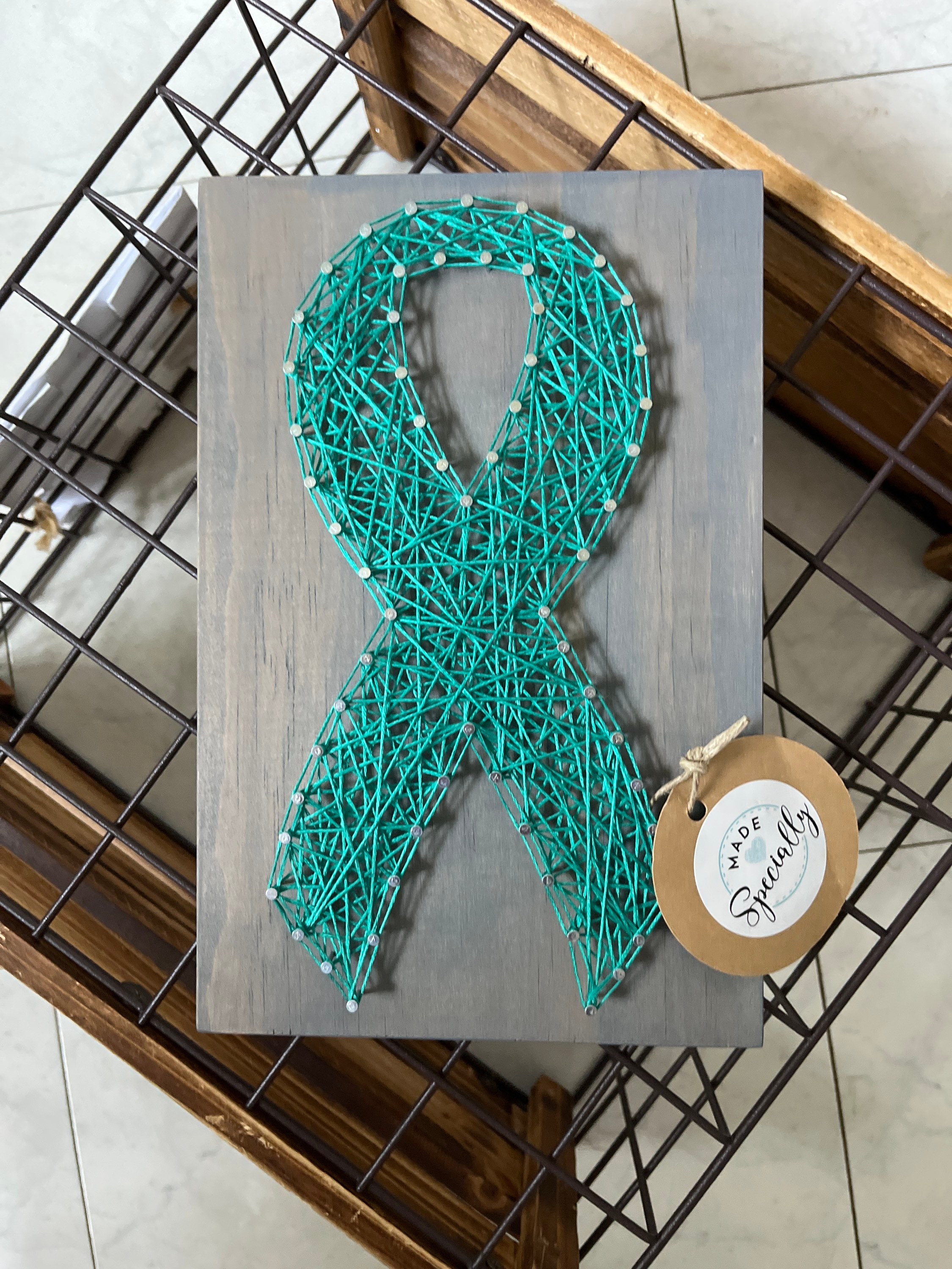 Pink Ribbon String Art Sign - Breast Cancer - Wooden Sign - Pink Ribbon ...