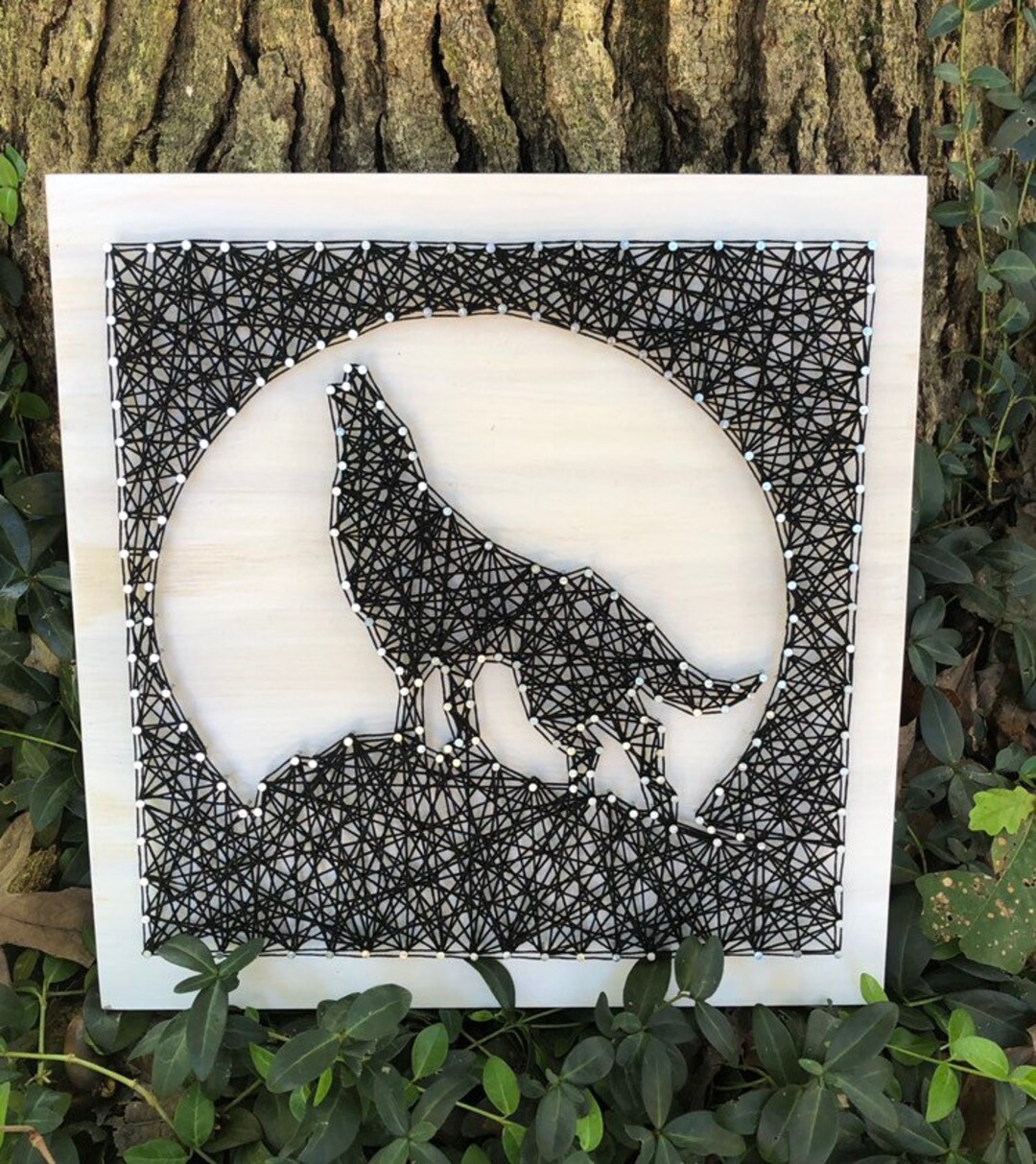 String Art Wolf Sign - Howling Wolf - Silhouette - Wooden Sign - Nature ...
