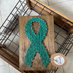 Pink Ribbon String Art Sign - Breast Cancer - Wooden Sign - Pink Ribbon ...