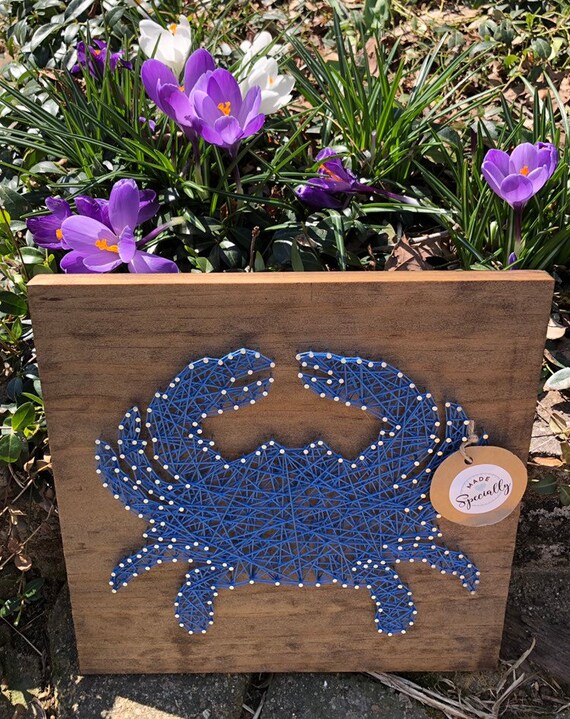 String Art Blue Crab Sign Wooden Sign Beach Decor Gift - Etsy