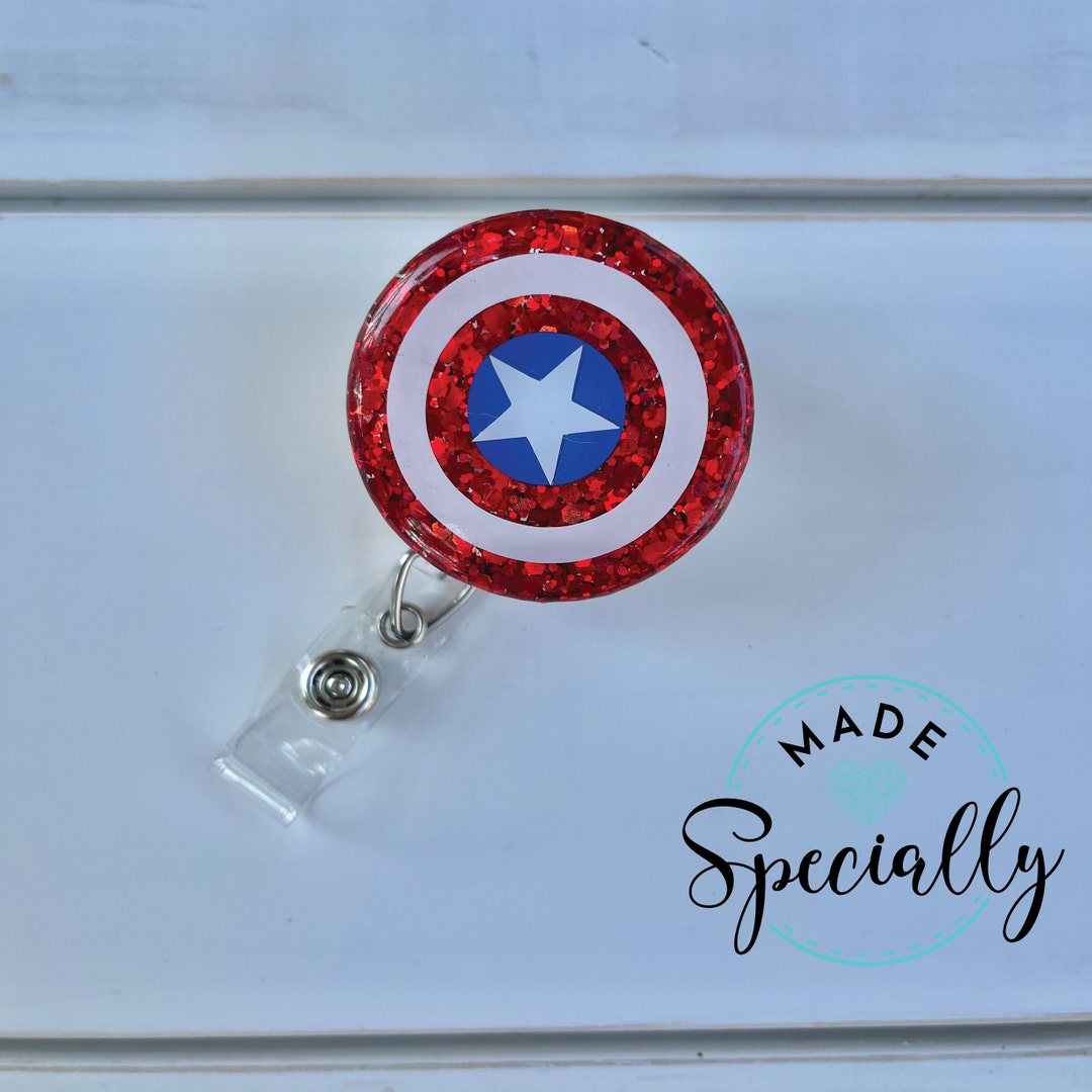 Captain America Badge Reel | Glitter Badge Reel | Nurse or Teacher ...