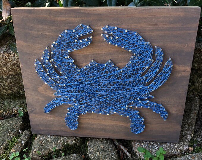 String Art Blue Crab Sign - Wooden Sign - Beach Decor - Gift for the ...