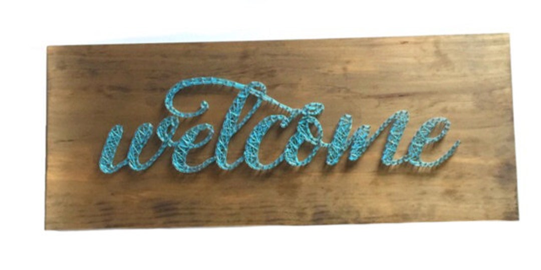String Art Welcome Sign - Wooden Sign - House Warming Gift - Home Decor ...