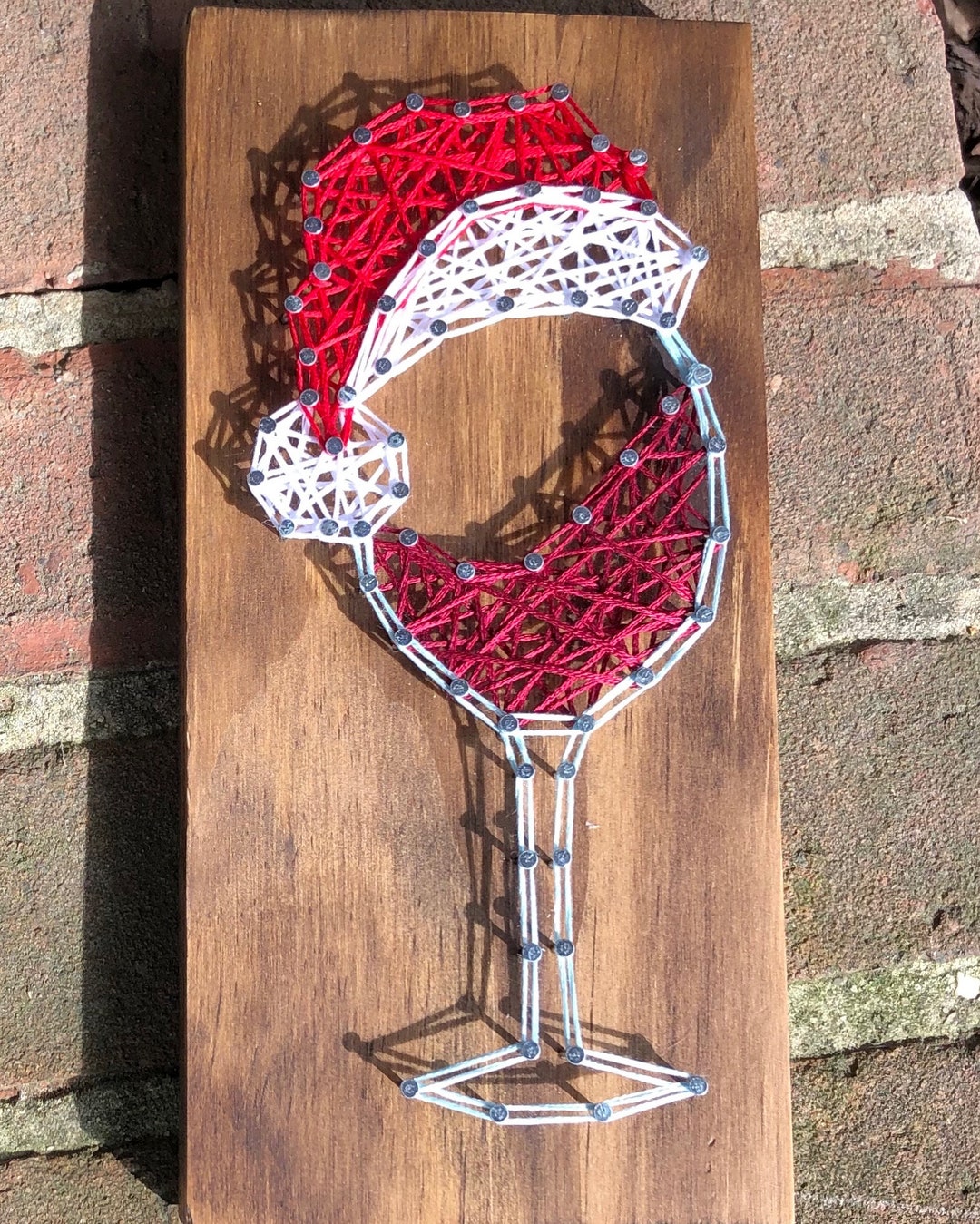 Santa Wine Glass String Art Sign Santa String Art Sign - Etsy