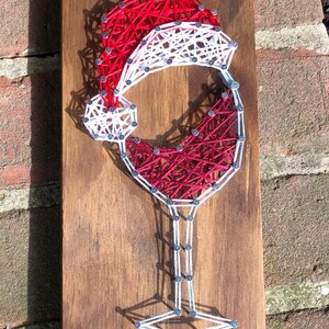 Santa Wine Glass String Art Sign Santa String Art Sign - Etsy
