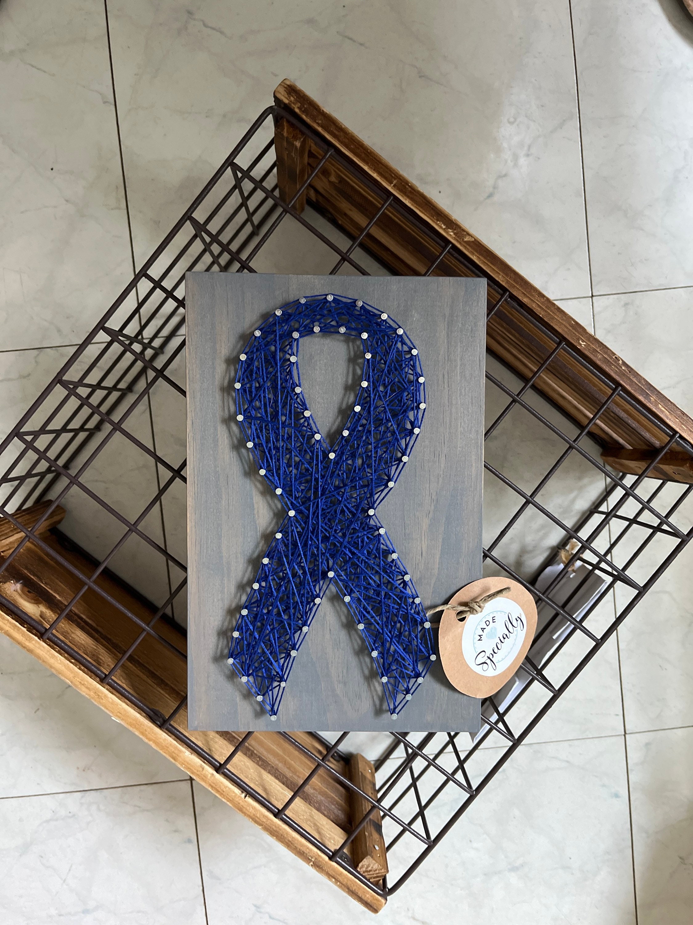 Pink Ribbon String Art Sign - Breast Cancer - Wooden Sign - Pink Ribbon ...